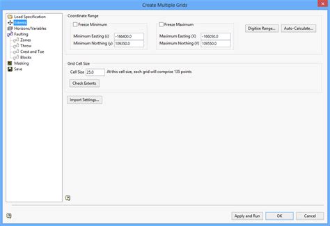 vulcan grid calc create multiple surfaces extents