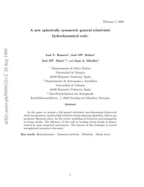 Pdf A New Spherically Symmetric General Relativistic Hydrodynamical Code
