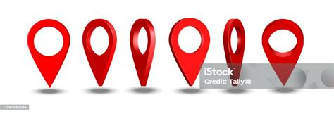 Location Icon 3dmap Pointer 3d Pin Red Location Symbols Vector Set Isolated On White Background