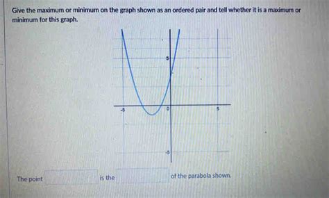 solved give the maximum or minimum on the graph shown as an ordered
