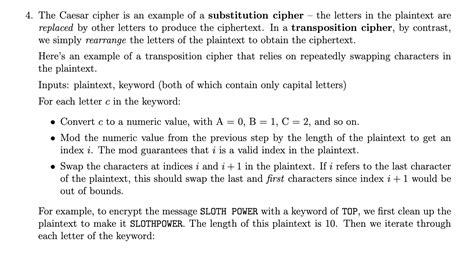 Solved 4 The Caesar Cipher Is An Example Of A Substitution