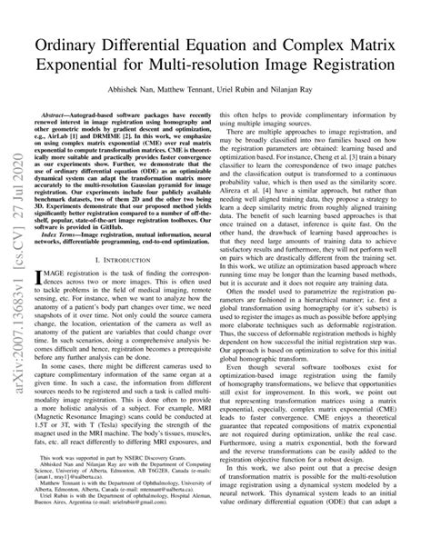 Ordinary Differential Equation And Complex Matrix Exponential For Multi Resolution Image