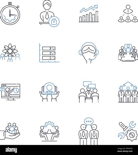 Interdepartmental Collaboration Line Icons Collection Synergy Cooperation Communication