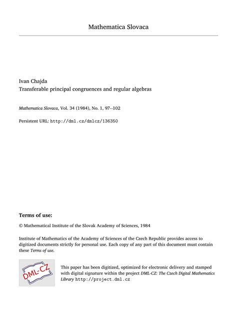 Pdf Transferable Principal Congruences And Regular Algebras