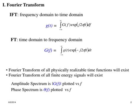 PPT Outline I Fourier Transform II Unit Impulse Response III