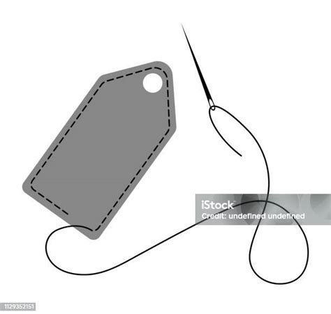 벡터 일러스트 레이 션의 손으로 만든 실과 바늘에 의해 스티치 장식 레이블 꿰매기에 대한 스톡 벡터 아트 및 기타 이미지 꿰매기 바늘 구멍 솔기 Istock