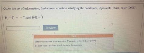 solved given the set of information find a linear equation