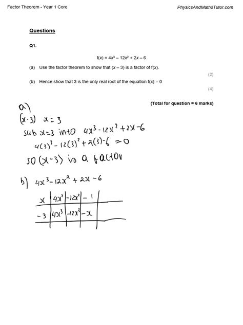 Factor Theorem Pdf