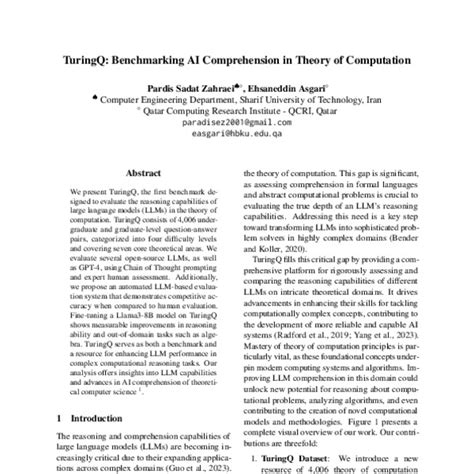 Turingq Benchmarking Ai Comprehension In Theory Of Computation Acl