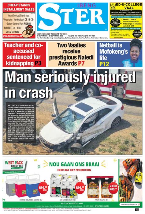 Get Digital Access To Sedibeng Ster September 23 2020 Issue