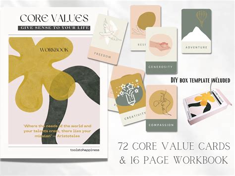 Core Values Card Deck And Workbook Meaning Of Life Self Discovery Goalsetting More Happiness