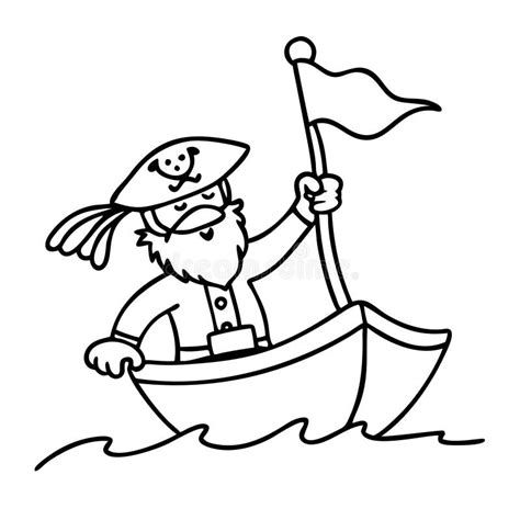 Cute Pirate Clip Art Black And White Cartoon Pirate Outline Vector