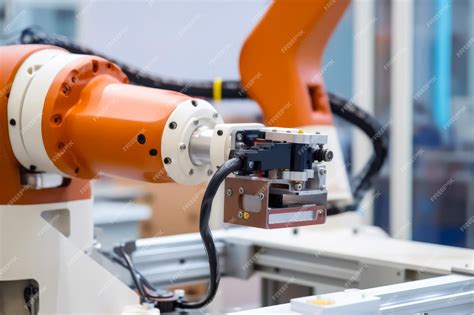 Premium Photo Revolutionizing Manufacturing Futuristic Robotic Arm