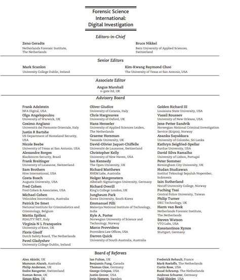 Forensic Science International Digital Investigation Alexandre Borges Posted On The Topic