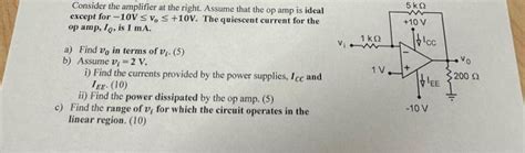 Solved Consider The Amplifier At The Right Assume That The Chegg Com