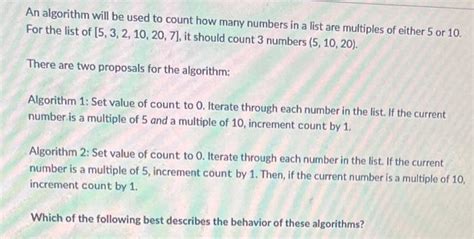an algorithm will be used to count how many numbers