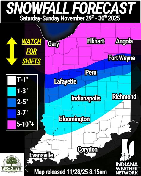 Indiana Updated Snowfall Forecast Map For This Weekend We Are Still