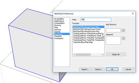 Unable To Add Shortcut For Flip Along Groups Axes Feature Requests Sketchup Community