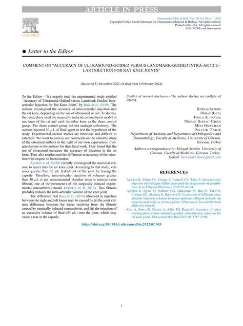 Pdf Comment On Accuracy Of Ultrasound Guided Versus Landmark Guided Intra Articular Injection