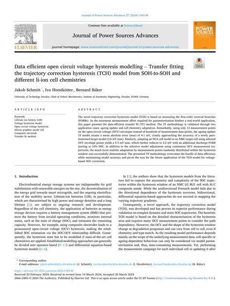 Pdf Data Efficient Open Circuit Voltage Hysteresis Modelling