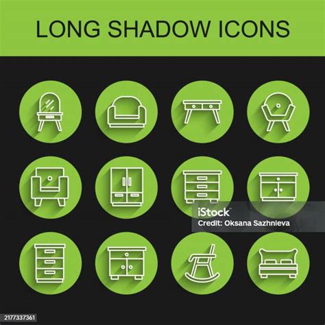 세트 라인 가구 협탁 화장대 안락 의자 큰 침대 옷장 및 아이콘 벡터 0명에 대한 스톡 벡터 아트 및 기타 이미지 0명 가구 가정의 방 Istock