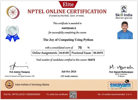 Harshan Ethindran On Linkedin Python Nptel Programming