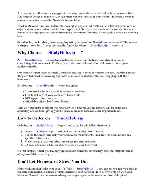 Newtons Second Law Homework Pdf Force Newtons Laws Of Motion