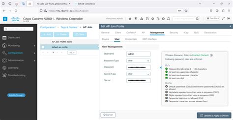 No Valid User Found Please Configure A Valid User From Controller
