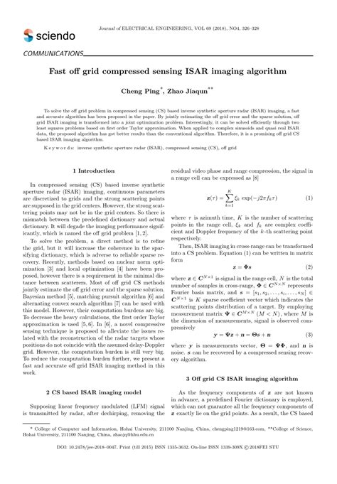 Pdf Fast Off Grid Compressed Sensing Isar Imaging Algorithm