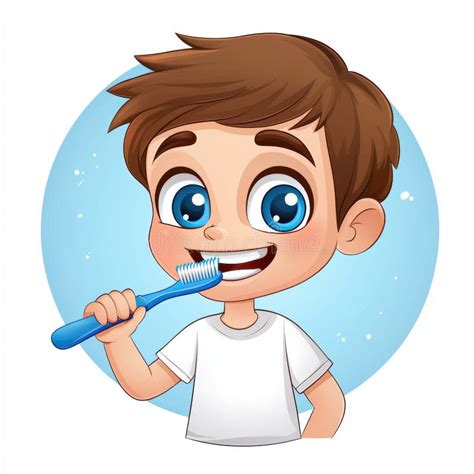 Smiling Boy Brushing Teeth Stock Illustration Illustration Of Cartoon