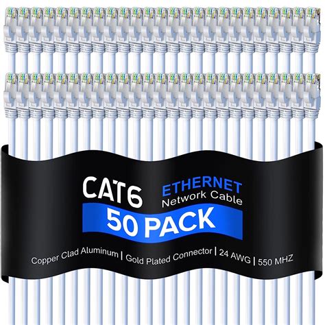 Maximm Cat 6 Ethernet Cable 8 Ft 50 Pack Cat6 Cable Lan Cable