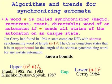 Ppt Algorithms And Trends For Synchronizing Automata Powerpoint Presentation Id4105941