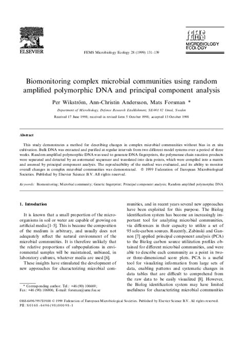 Pdf Biomonitoring Complex Microbial Communities Using Random