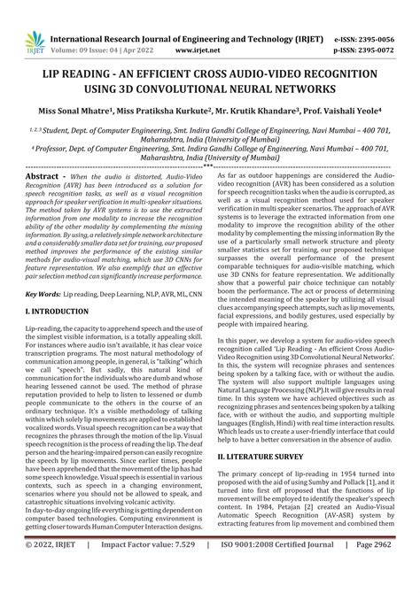 Lip Reading An Efficient Cross Audio Video Recognition Using 3d Convolutional Neural Networks