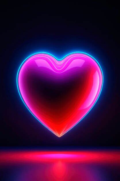 Premium Ai Image Heart Shape Neon Light On Dark Background