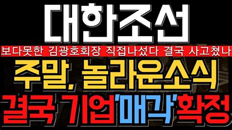 [대한조선 주가 전망] 김광호회장 직접 나섰다 결국 사고치나 상장한지 얼마됐다고 매각을 결국 앞으로 주가 이렇게 됩니다 Youtube