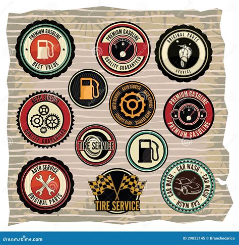 Collection Of Vintage Retro Grunge Car Labels Stock Vector