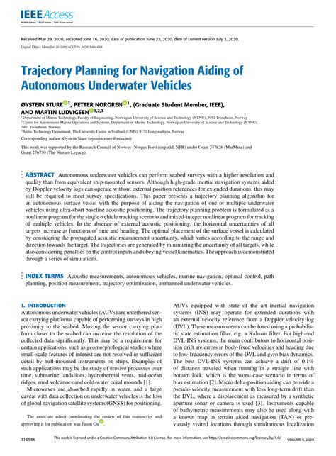 Pdf Trajectory Planning For Navigation Aiding Of Autonomous Underwater Vehicles