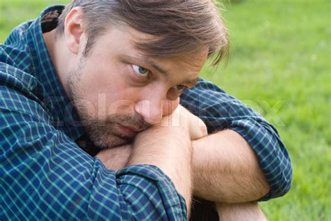 Man On Grass Stock Image Colourbox
