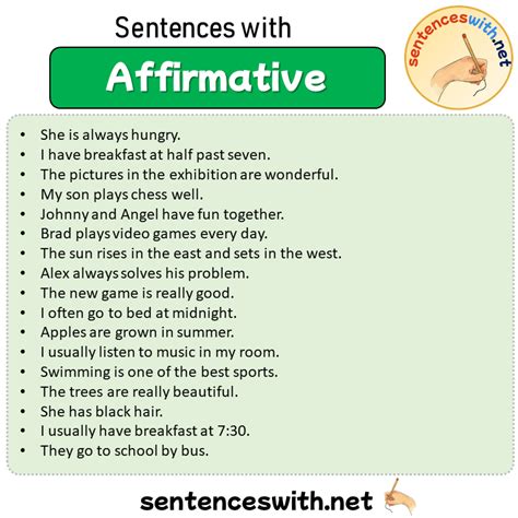 Sentences With Affirmative Sentences About Affirmative In English Sentenceswith Net
