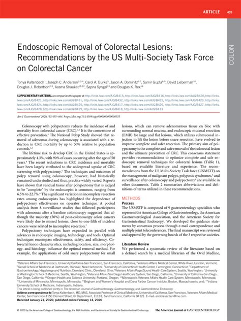 27 Endoscopic Removal Of Colorectal Lesions U S Multi Society Task Force On Colorectal Cancer