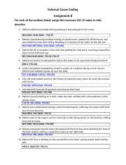 Assignment 8 External Cause Coding Docx External Cause Coding Assignment 8 For Each Of The