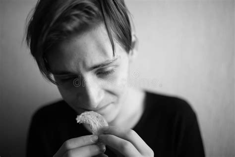 Young Guy Eating Bread Stock Image Image Of Portrait 238118405