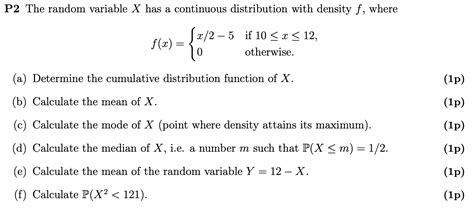 solved p2 the random variable x has a continuous