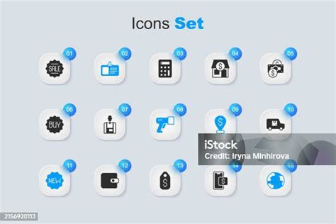 모바일 쇼핑 판매자 식별 배지 신규 전세계 배달화물 트럭 판매 및 스캐너 스캔 바코드 아이콘이있는 가격표를 설정합니다 벡터 가격에 대한 스톡 벡터 아트 및 기타 이미지