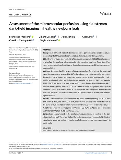 Pdf Assessment Of The Microvascular Perfusion Using Sidestream Dark Field Imaging In Healthy