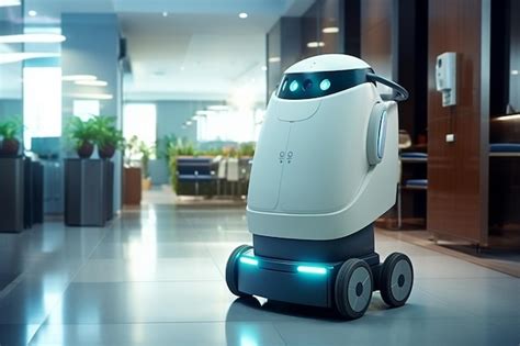 Premium Ai Image Efficient Office Cleaning With Robots