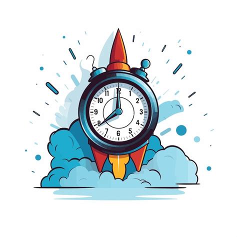 Premium Vector Alarm Clock Flying To The Sky Like A Rocket