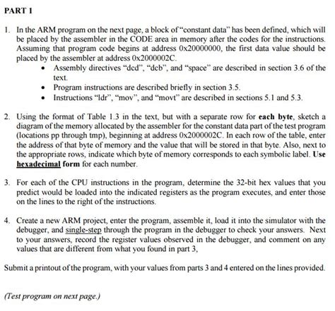 Solved Part 1 L In The Arm Program On The Next Page A