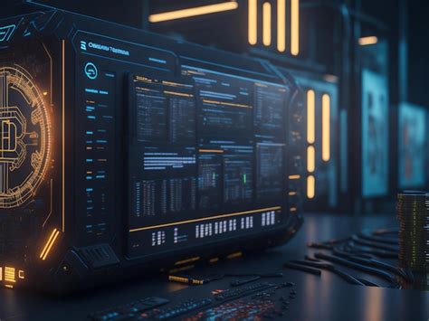 Premium Ai Image 3d Rendering Of A Room With Lots Of Computer Monitors With Financial Charts